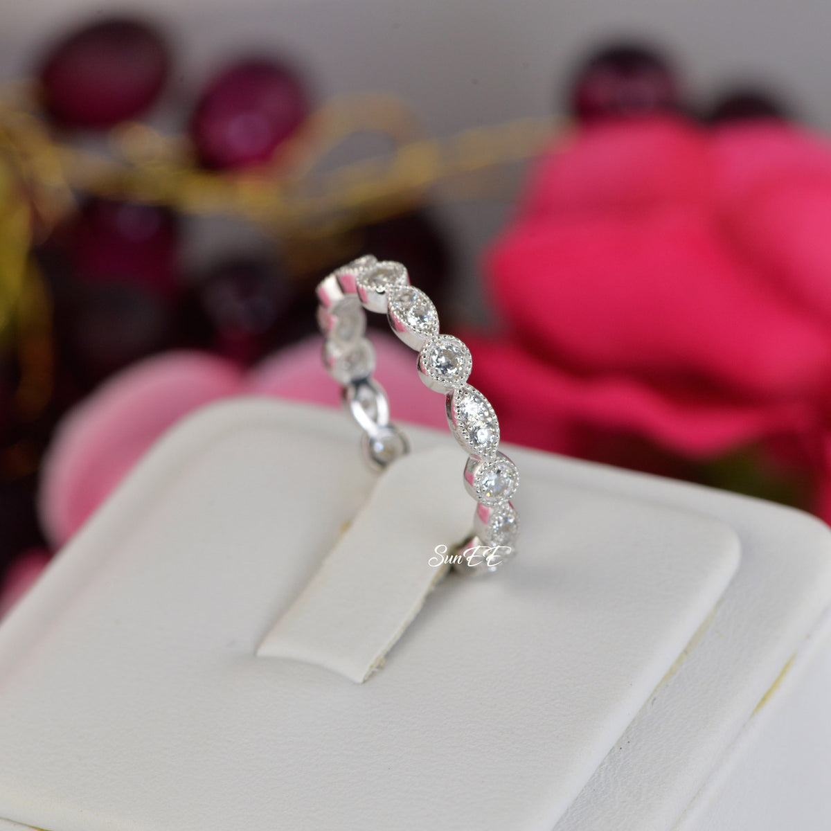 0.66ct Art Deco Band Full Eternity Promise Ring Diamond Simulated 925 ...